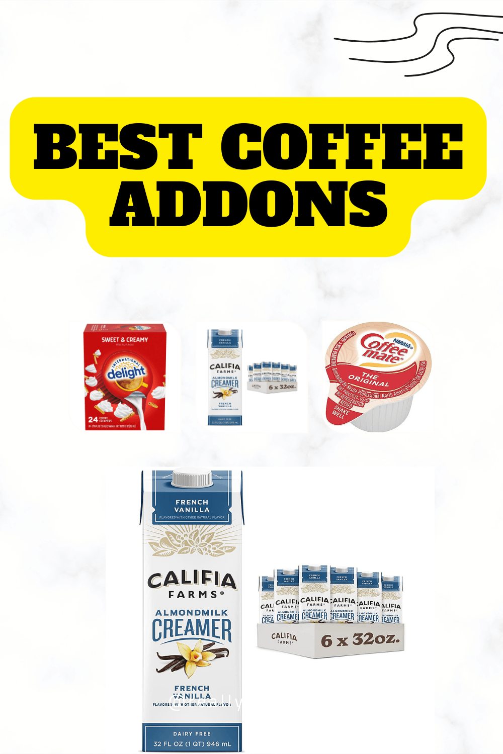 Coffee addons - Creamers, Dairy, Non Dairy milk and Sweeteners/Flavorings